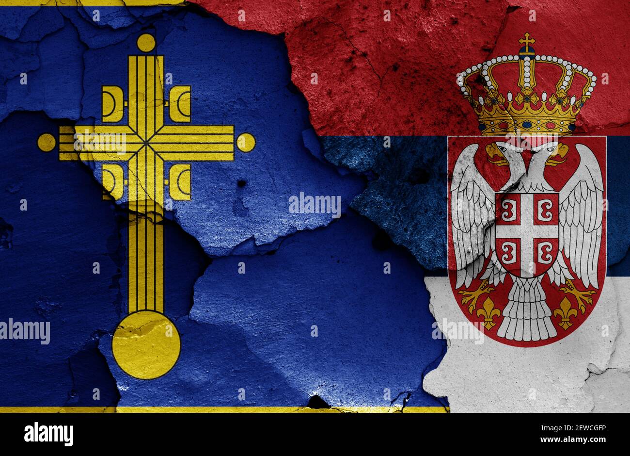 flags of Vracar and Serbia painted on cracked wall Stock Photo - Alamy