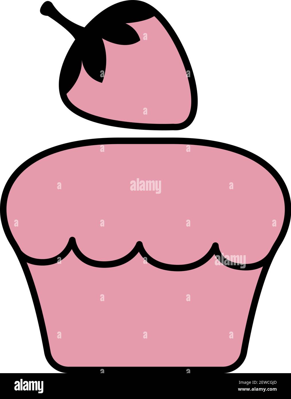 Strawberry cupcake, illustration, vector on white background Stock ...