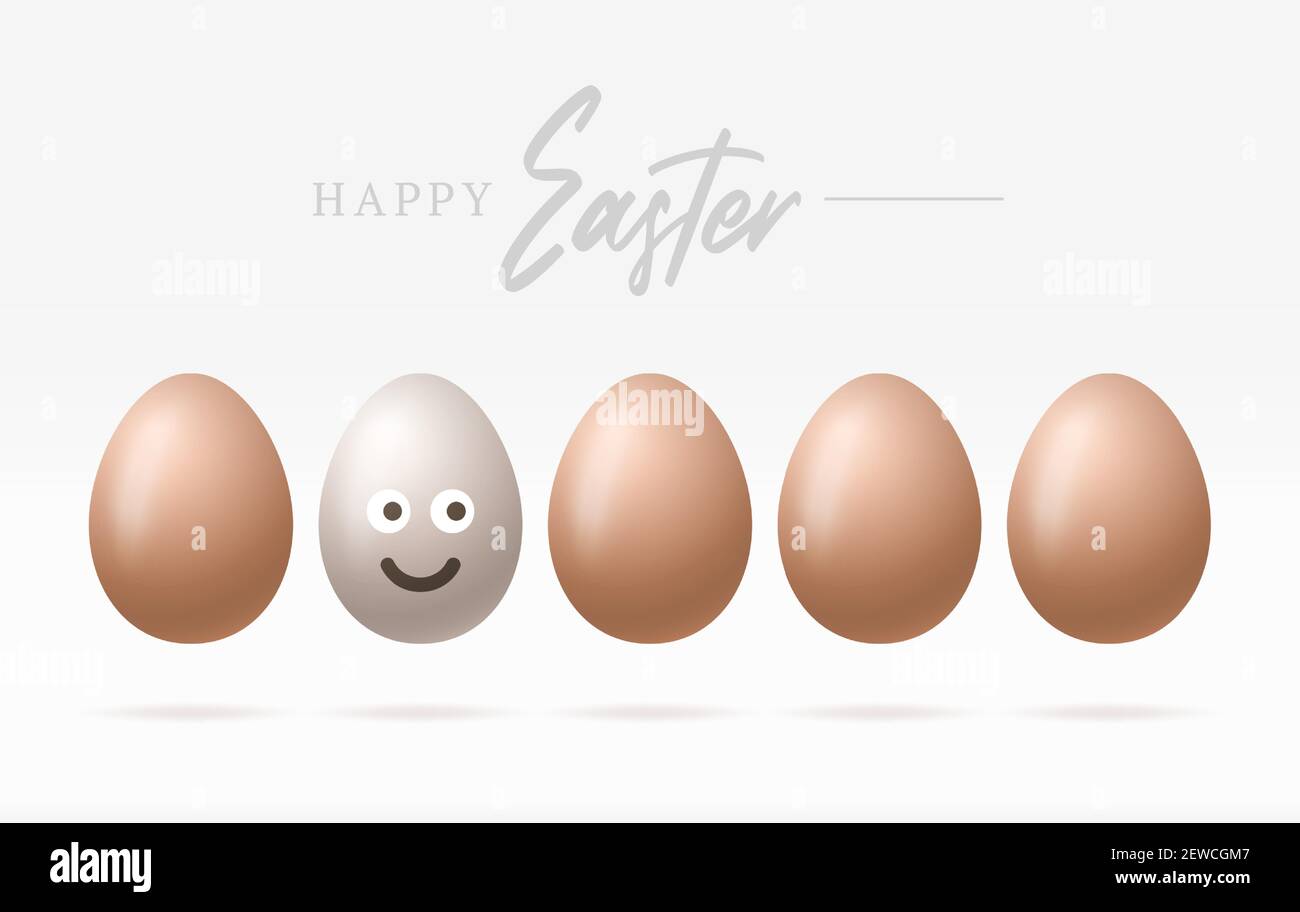Happy Easter, easter eggs with cute smiling emoji face, vector ...