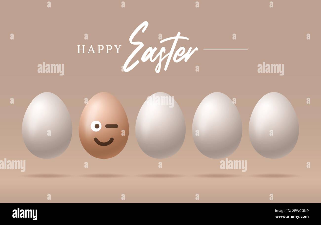 Happy Easter, easter eggs with cute smiling emoji face, vector ...