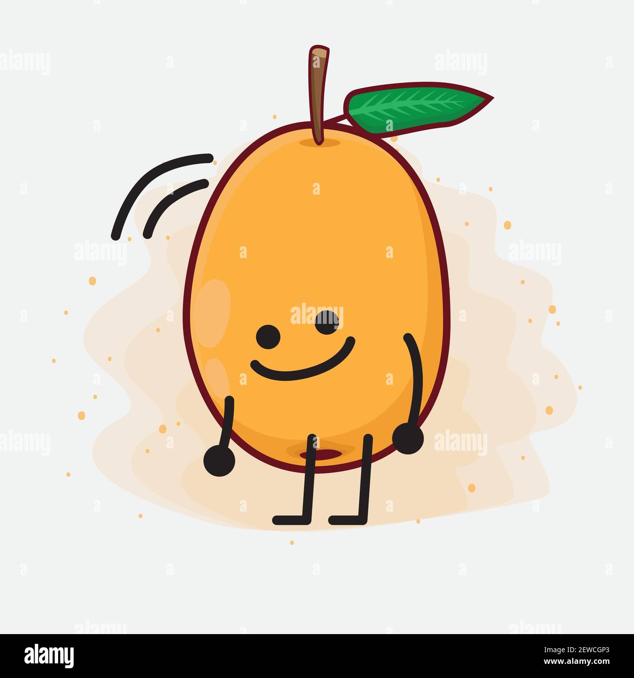 Vector Illustration of Loquat Fruit Character with cute face, simple ...