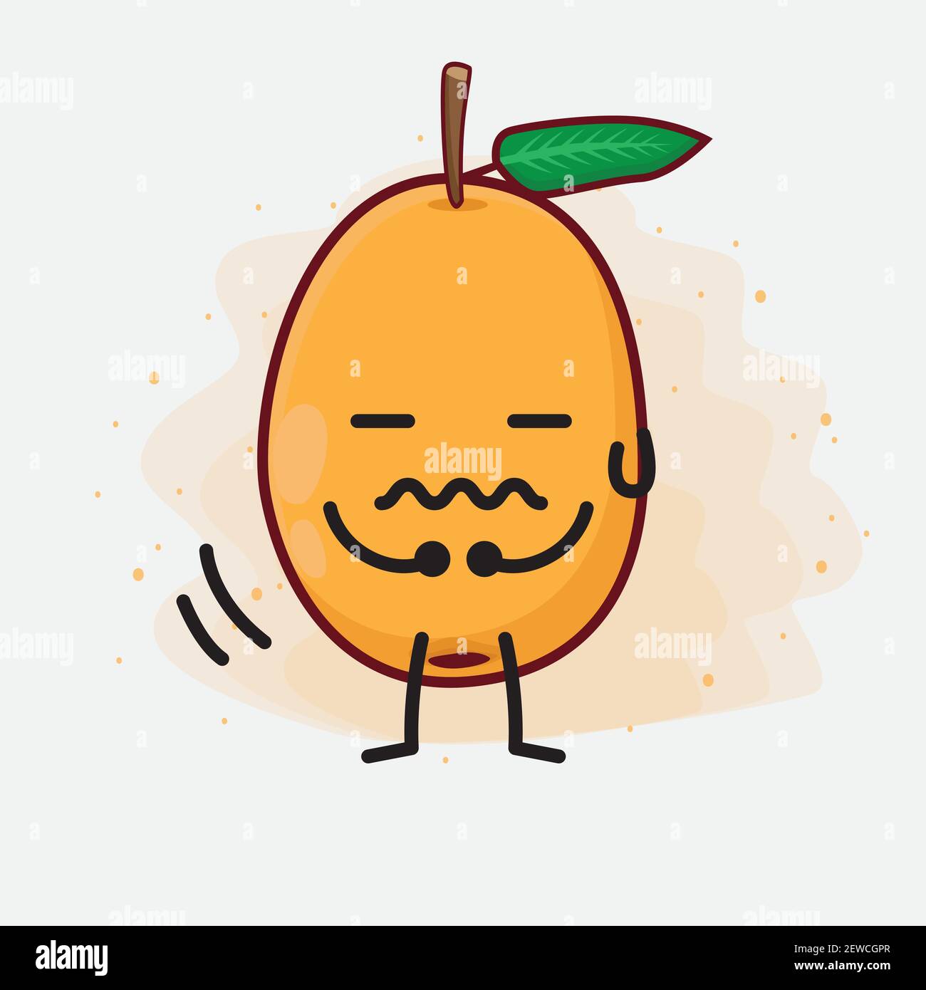 Vector Illustration of Loquat Fruit Character with cute face, simple ...