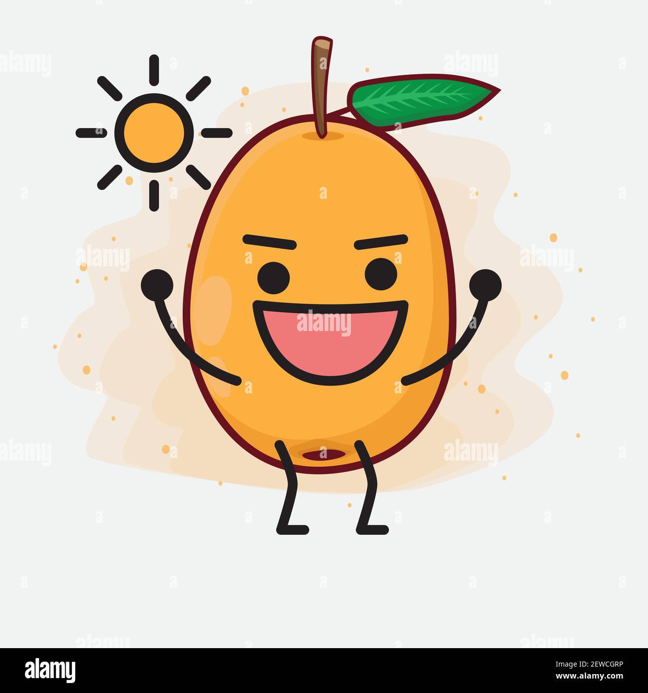 Vector Illustration of Loquat Fruit Character with cute face, simple ...