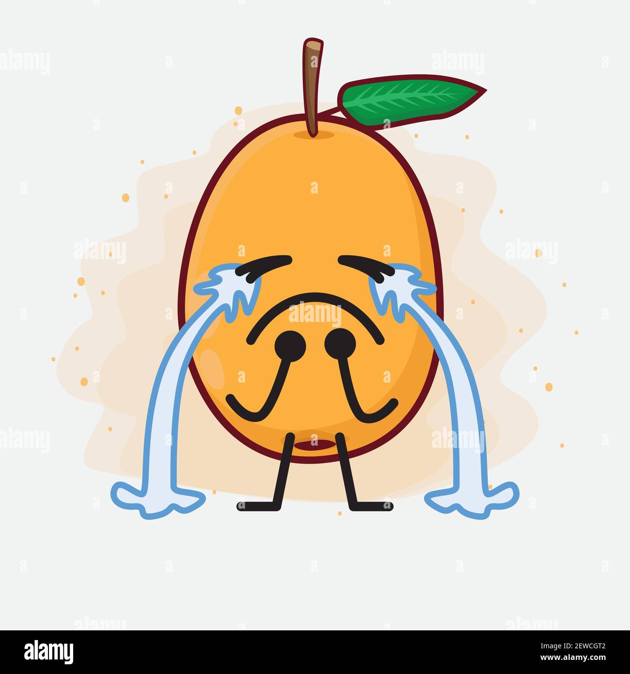 Vector Illustration of Loquat Fruit Character with cute face, simple ...