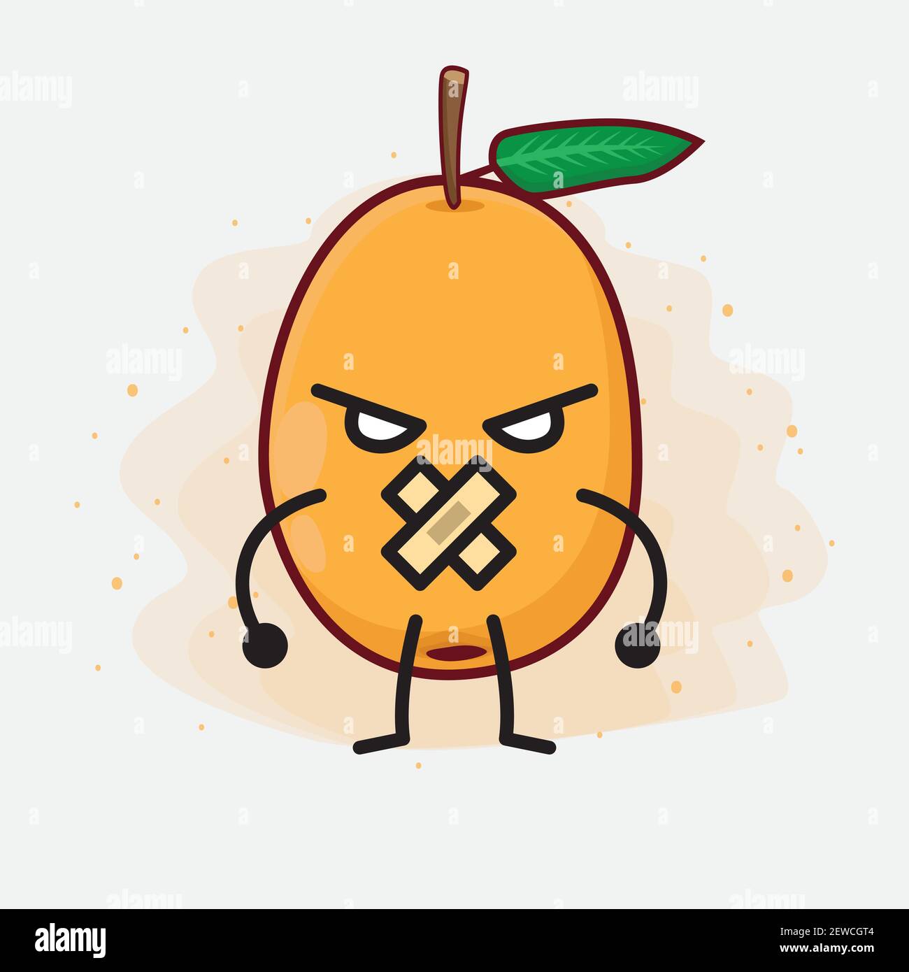 Vector Illustration of Loquat Fruit Character with cute face, simple ...