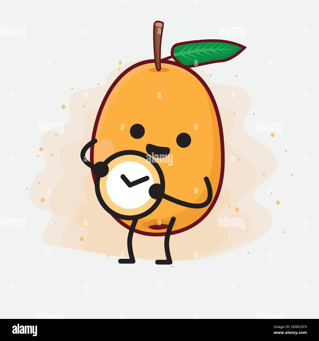 Vector Illustration of Loquat Fruit Character with cute face, simple ...