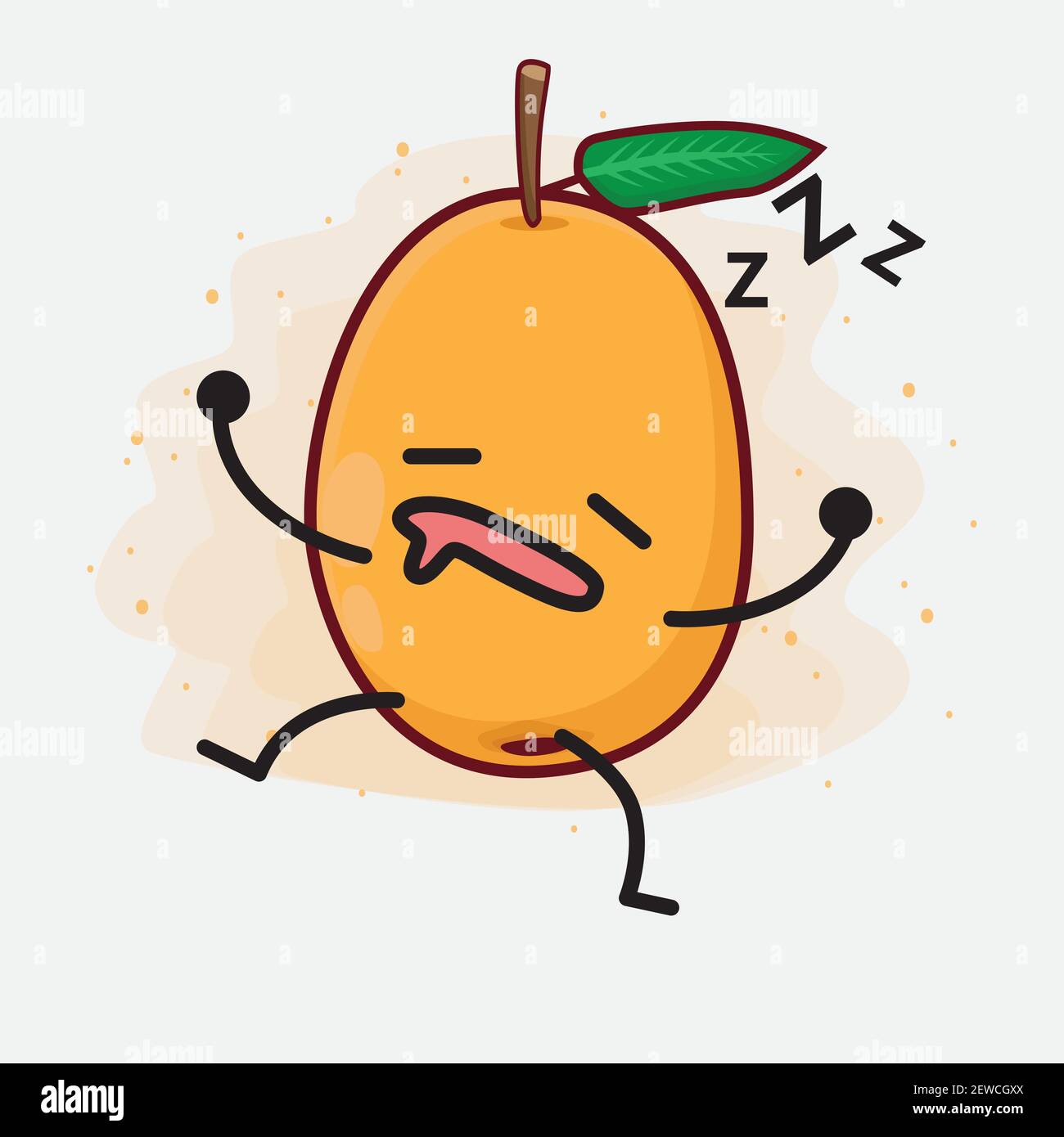 Vector Illustration of Loquat Fruit Character with cute face, simple ...