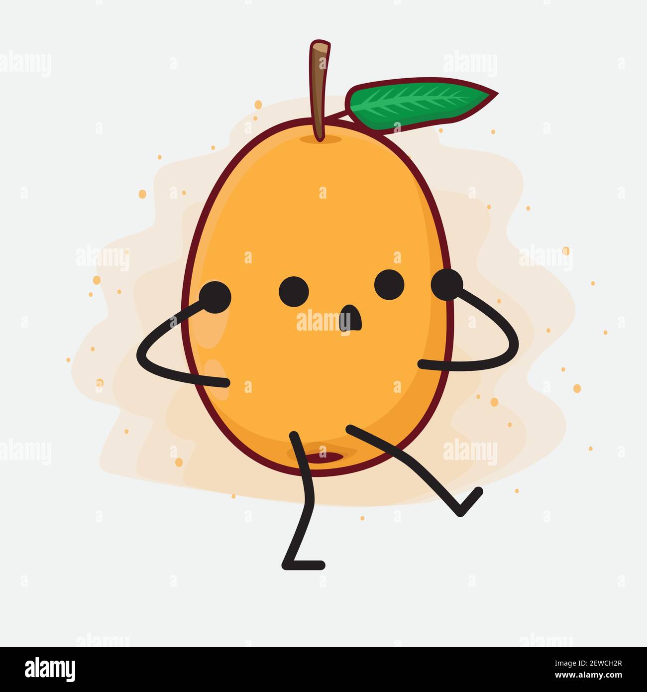 Vector Illustration of Loquat Fruit Character with cute face, simple ...