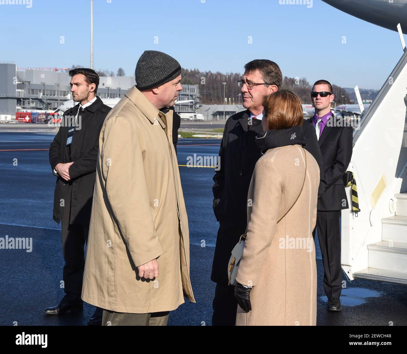 Secretary of Defense Ash Carter arrives in Zurich, Switzerland Stock ...