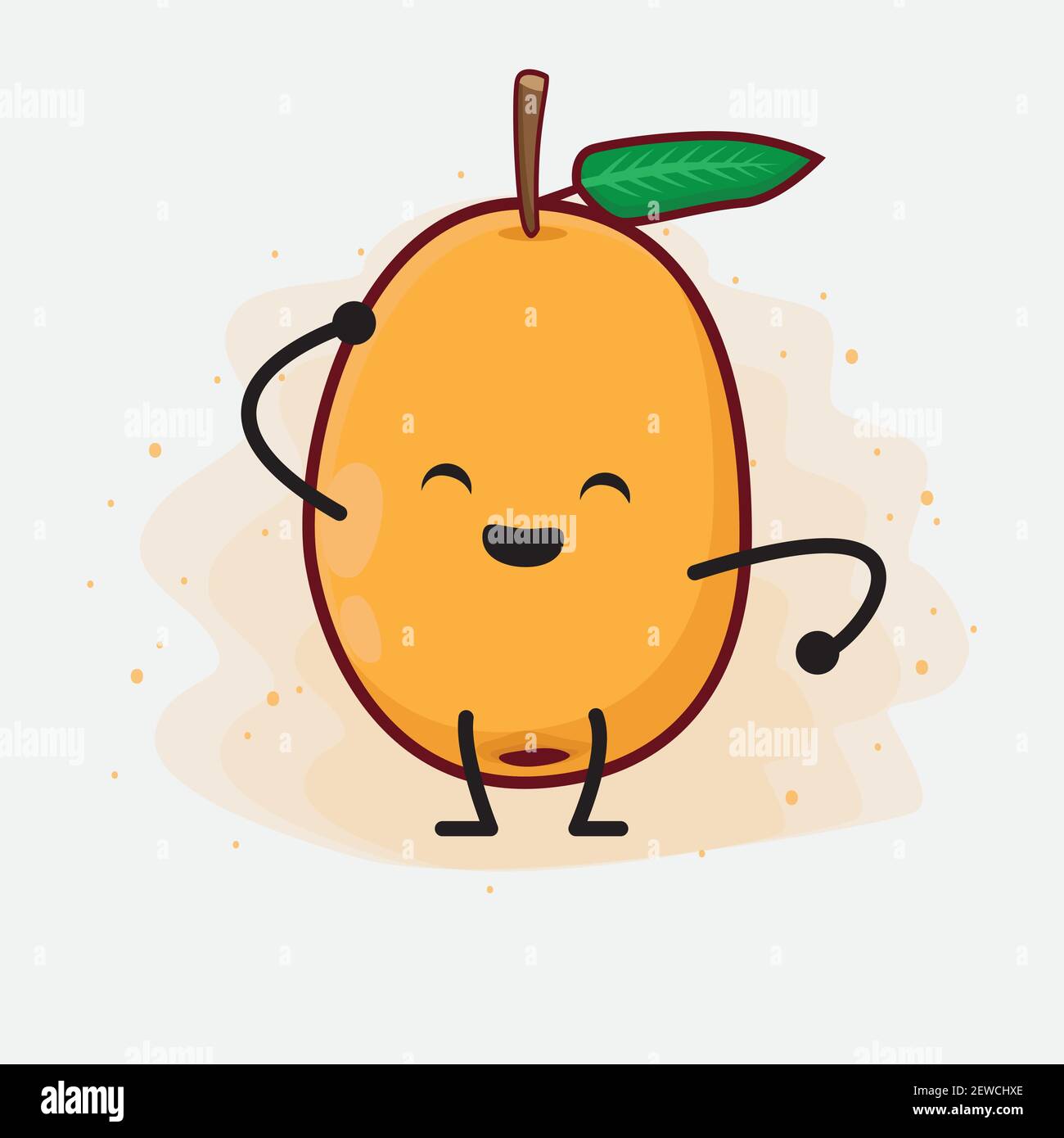 Vector Illustration of Loquat Fruit Character with cute face, simple ...
