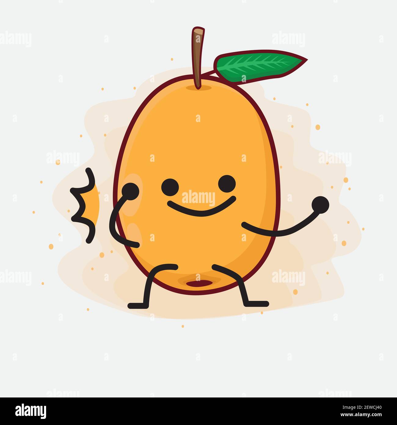 Vector Illustration of Loquat Fruit Character with cute face, simple ...