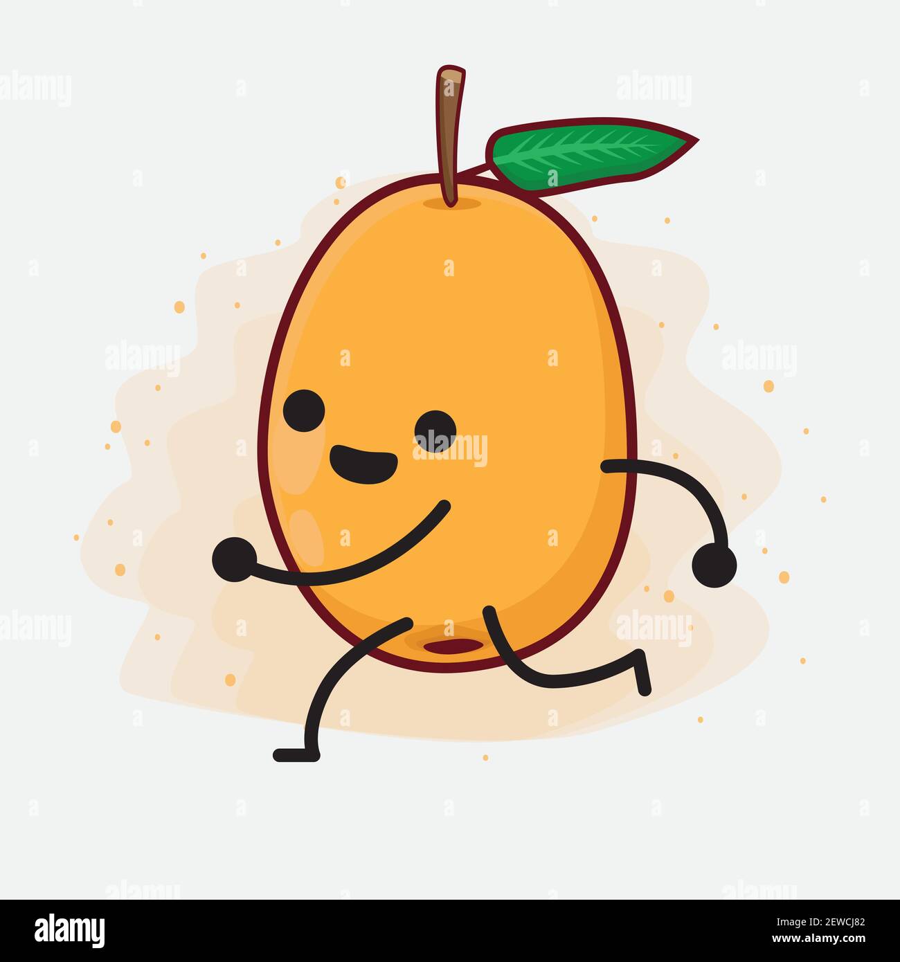 Vector Illustration of Loquat Fruit Character with cute face, simple ...