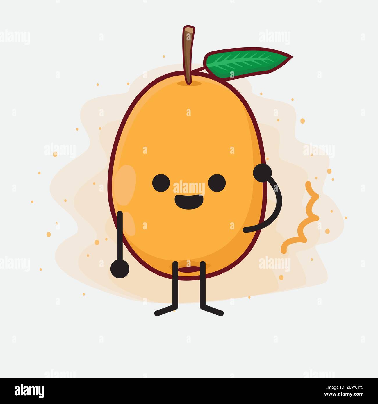 Vector Illustration of Loquat Fruit Character with cute face, simple ...