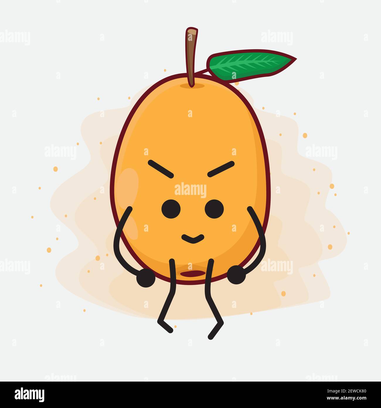 Vector Illustration of Loquat Fruit Character with cute face, simple ...