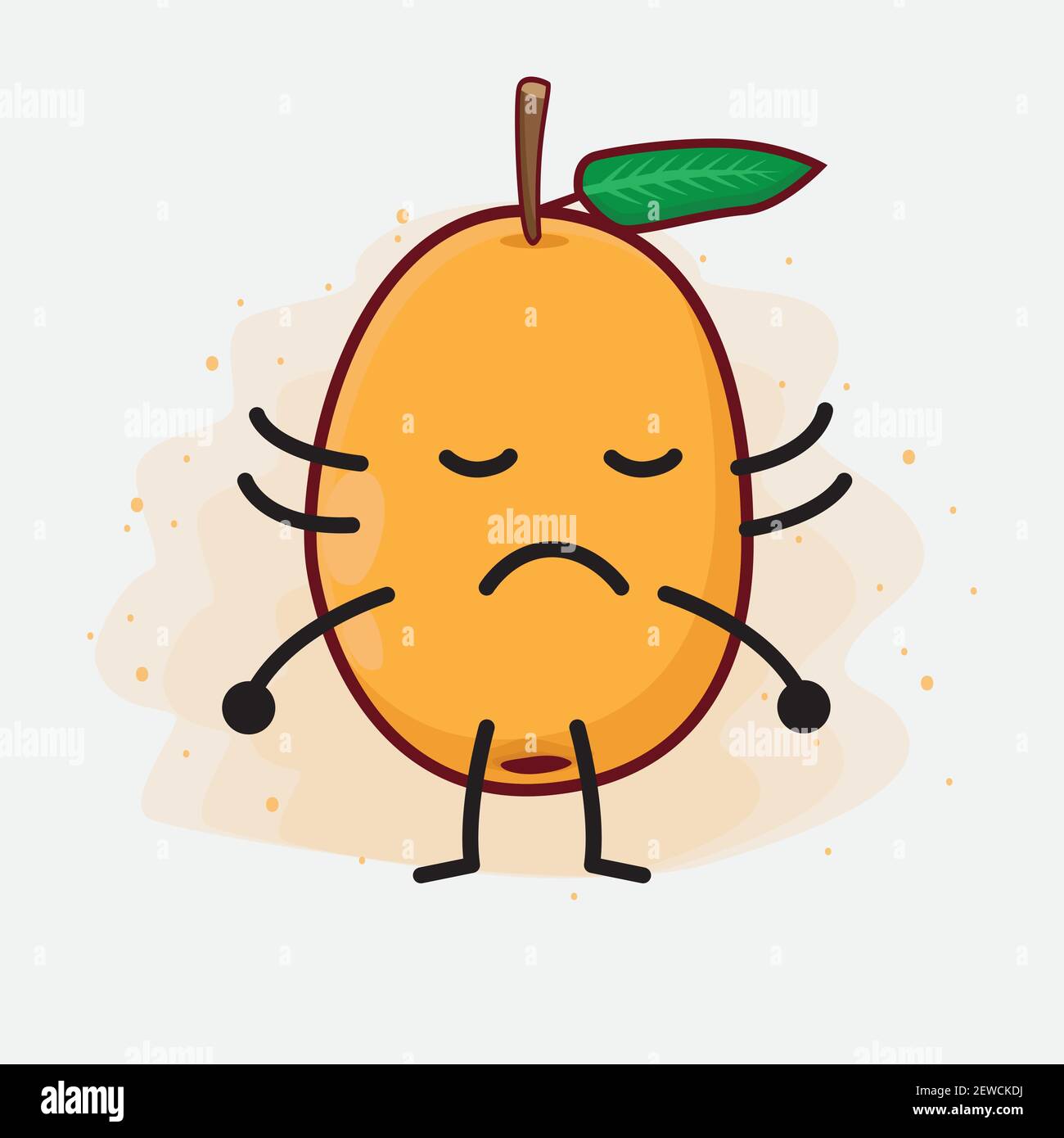Vector Illustration of Loquat Fruit Character with cute face, simple ...