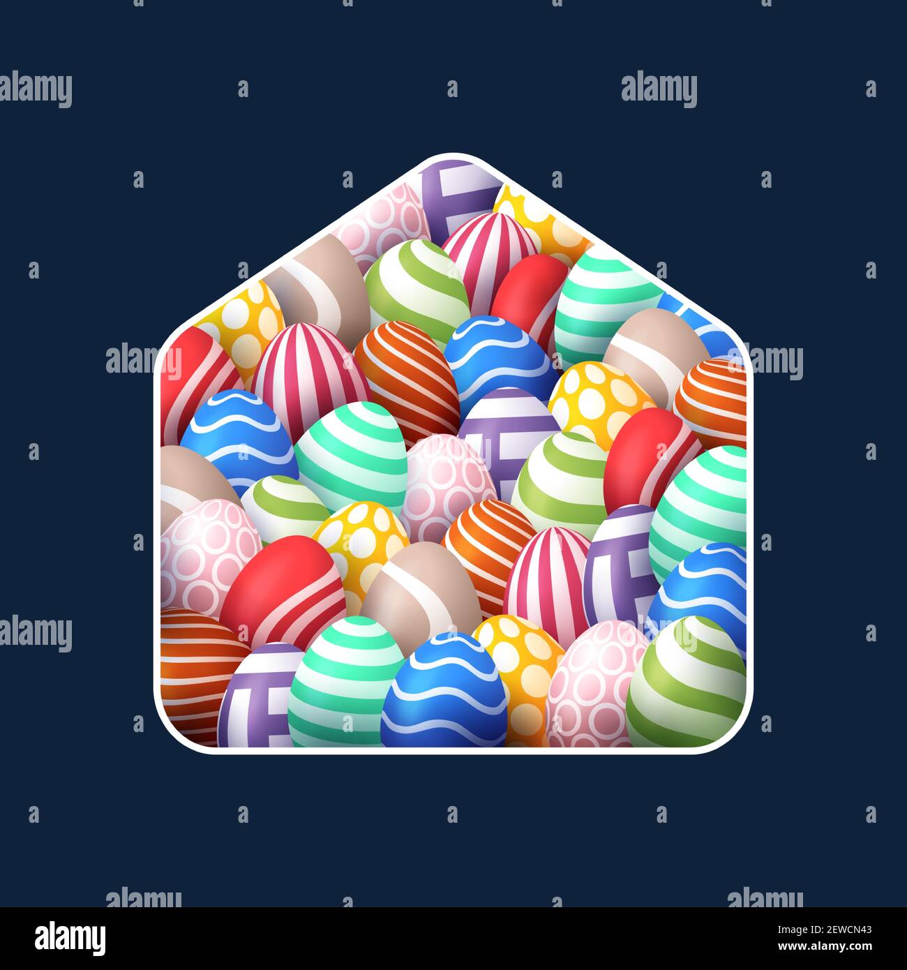 Colorful Happy Home Easter 2021 Card with Funny Vector Minimalist Icon ...