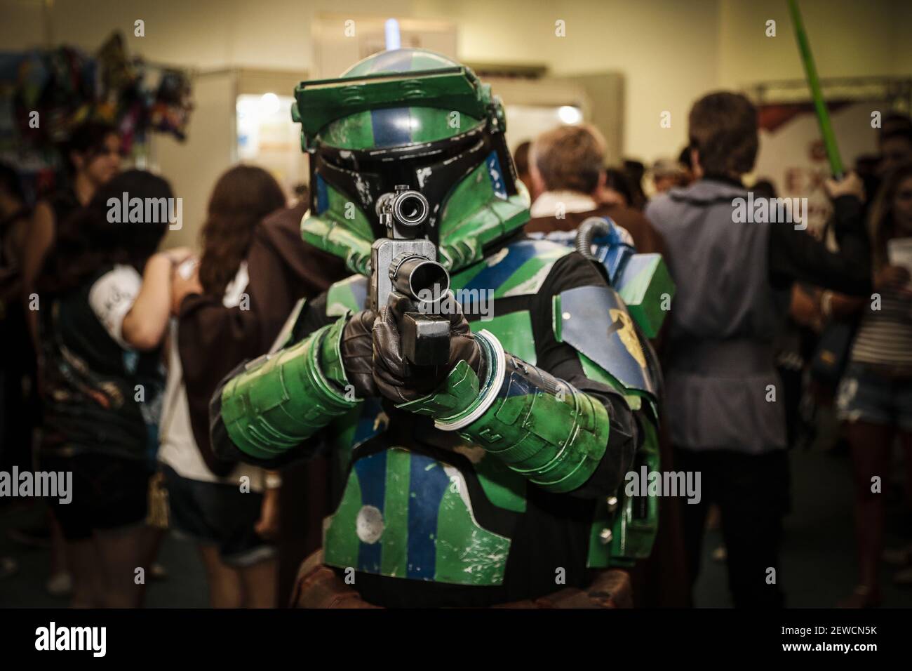 A person dressed up as Boba Fett from Star Wars during the Geek 2.0 ...
