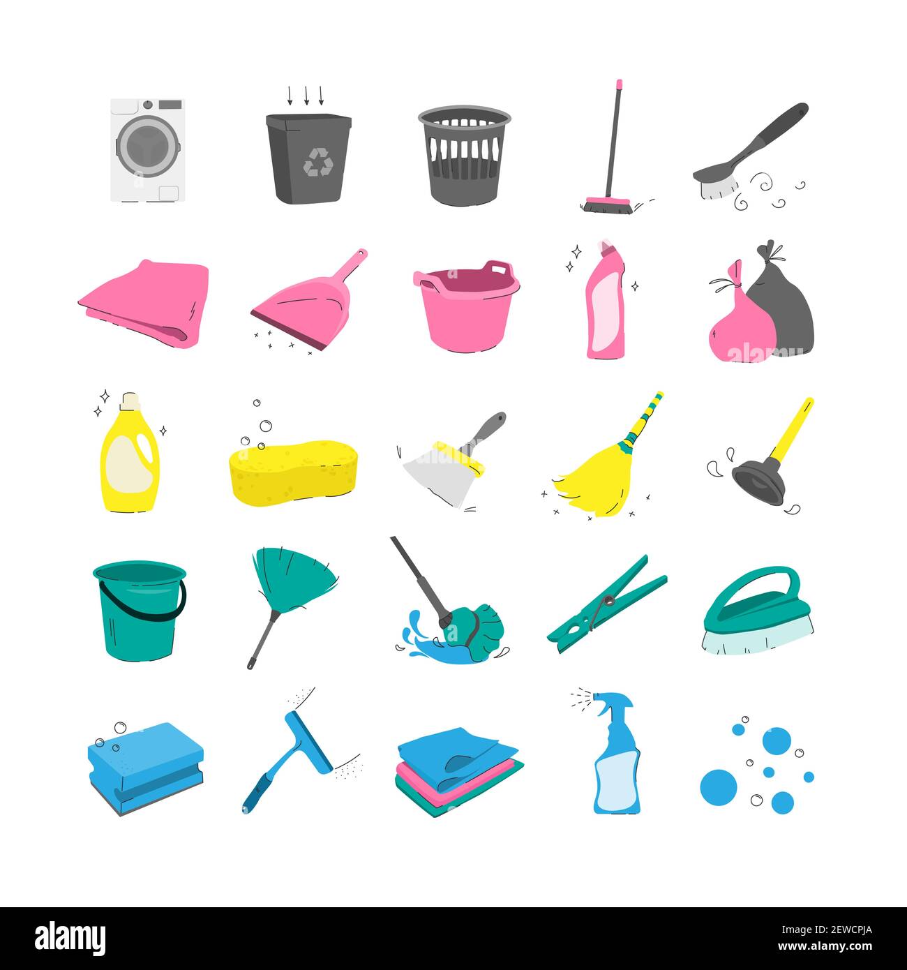 Multicolor illustration concept of cleaning products. Vector isolated ...