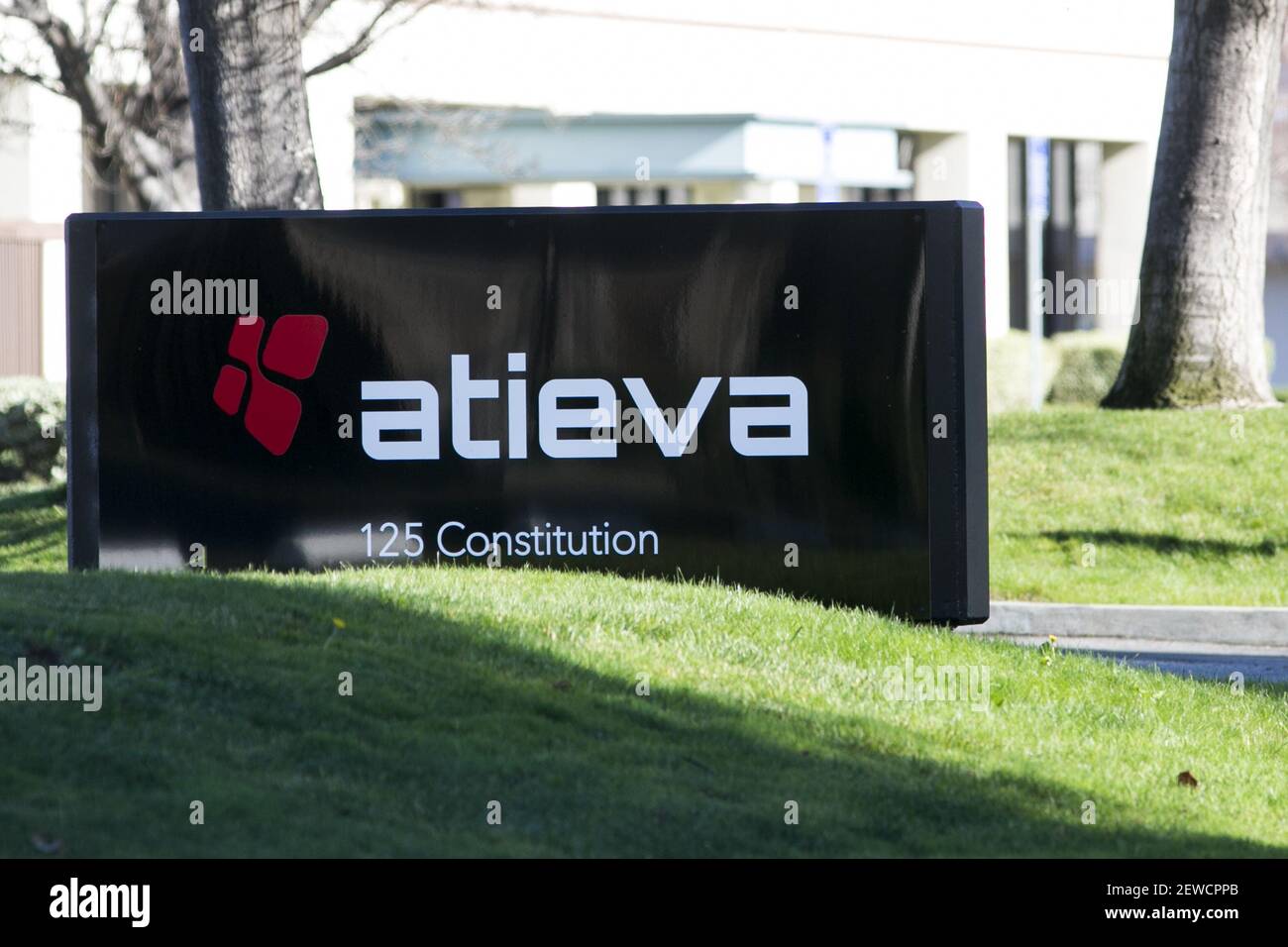 A logo sign outside of the headquarters of Atieva in Menlo Park ...