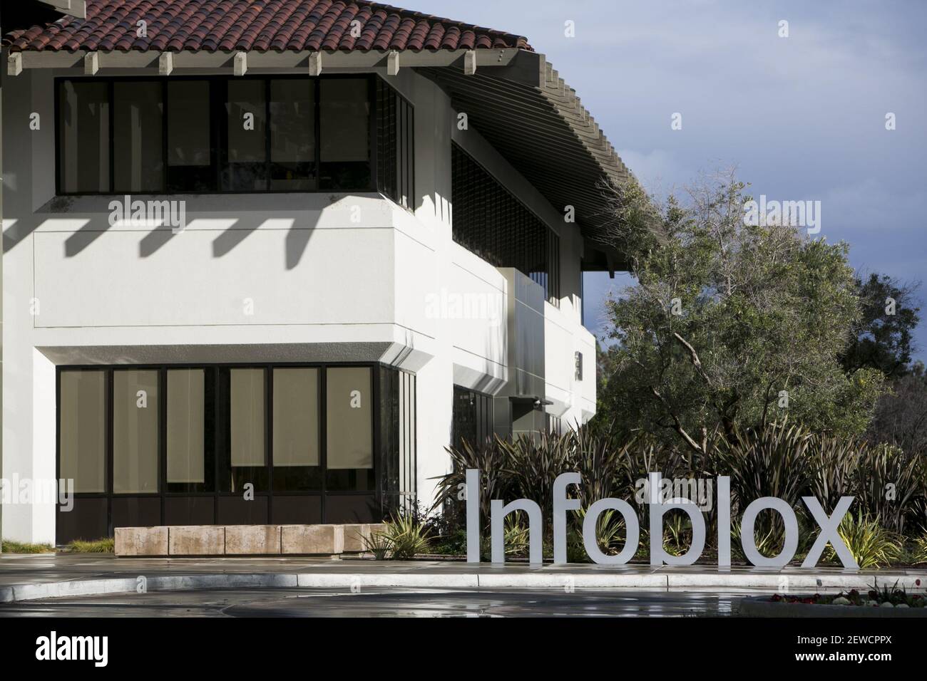 A logo sign outside of the headquarters of Infoblox in Santa Clara ...