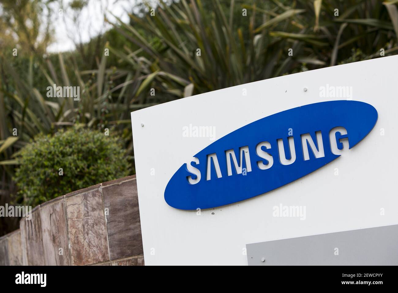 A logo sign outside of a facility occupied by Samsung in San Diego ...