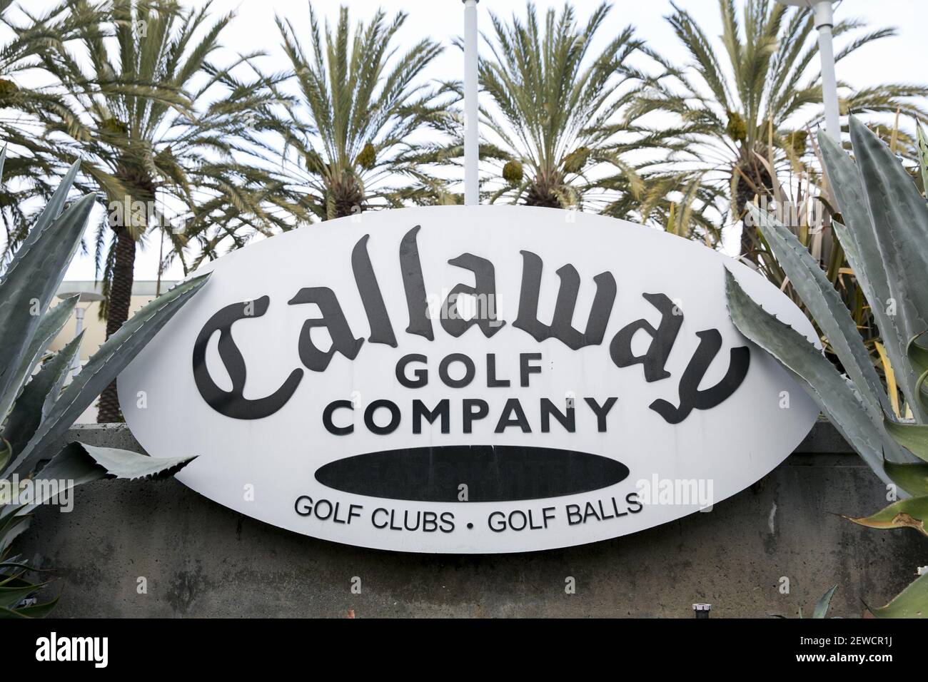 A logo sign outside of the headquarters of the Callaway Golf Company in ...