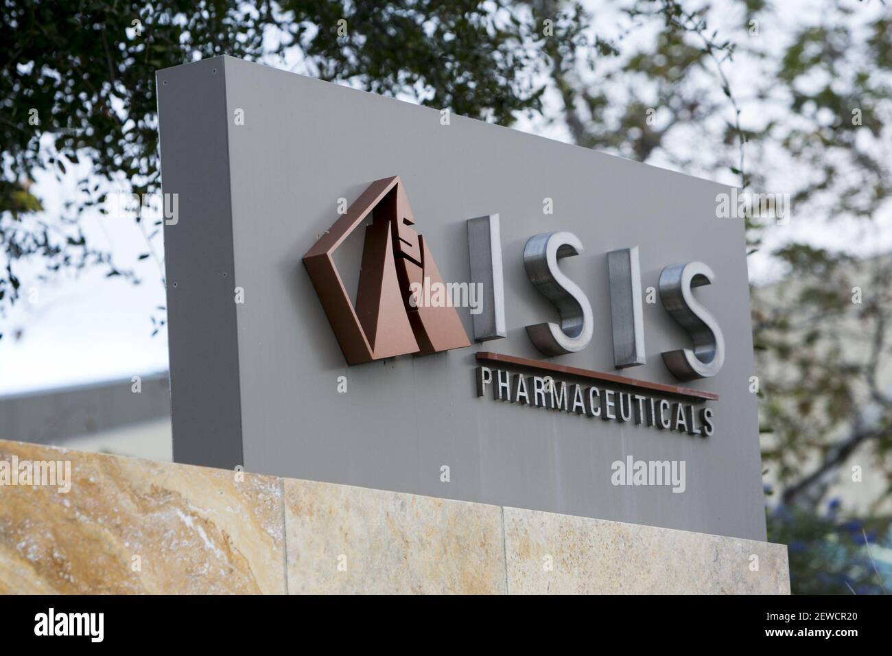 A logo sign outside of the headquarters of Isis Pharmaceuticals in ...