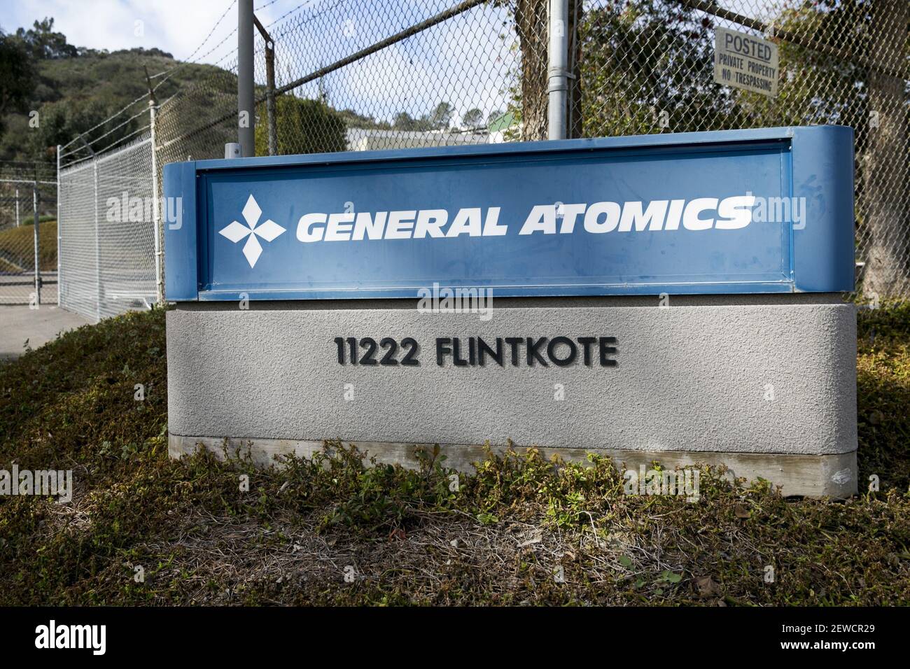 A logo sign outside of a facility occupied by General Atomics in San ...