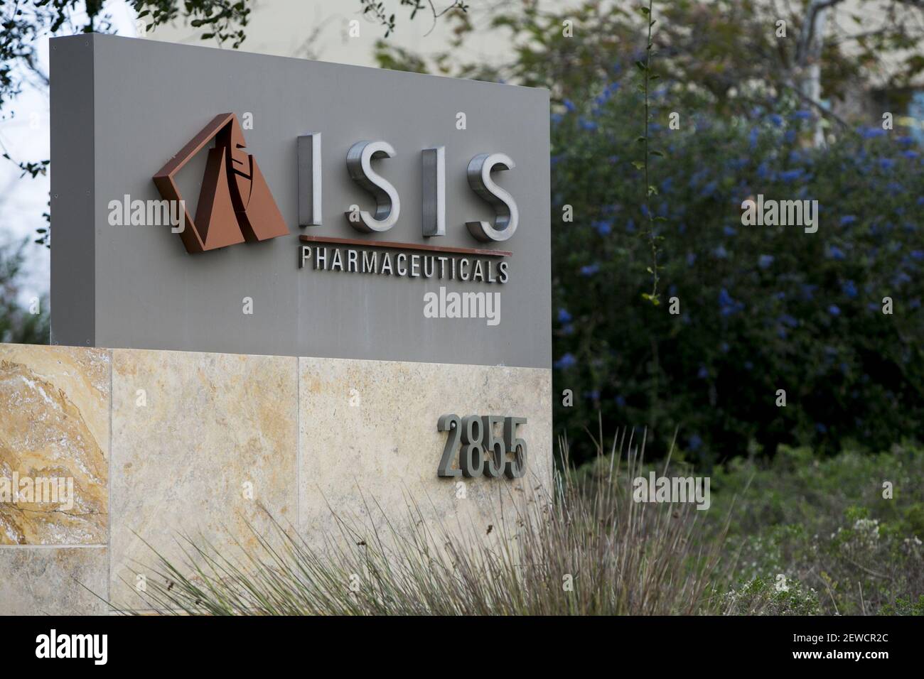 A logo sign outside of the headquarters of Isis Pharmaceuticals in ...