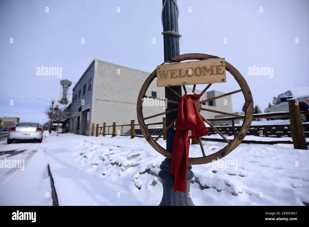 Orange ribbons were tied around Burns, Ore., as seen on February 4 ...