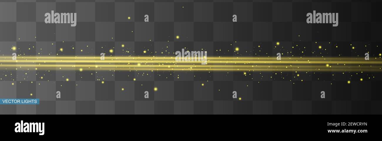 Abstract yellow laser beam. Transparent isolated on black background ...