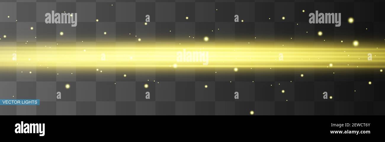 Abstract yellow laser beam. Transparent isolated on black background ...