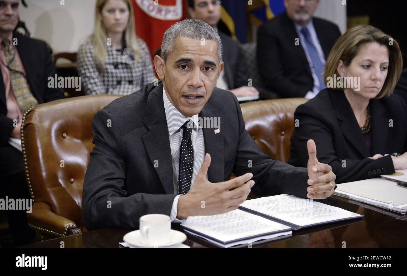 President Barack Obama speaks during a meeting with members of his ...