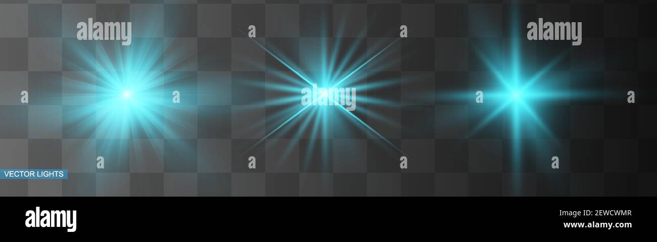 Blue glowing lights effects isolated on background. Glow light effect ...