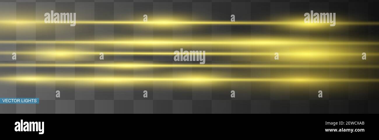 Abstract yellow laser beam. Transparent isolated on black background ...