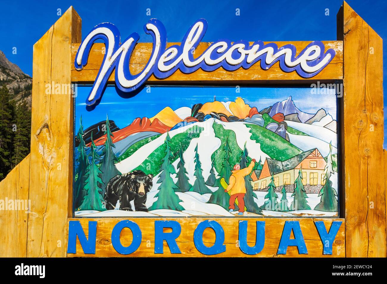 Mount Norquay sign, Banff National Park, Alberta, Canada Stock Photo ...
