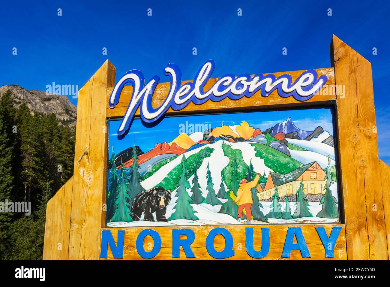 Mount Norquay sign, Banff National Park, Alberta, Canada Stock Photo ...