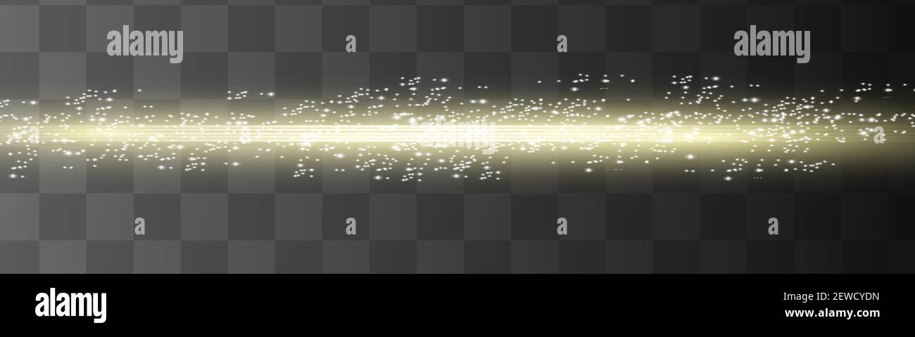 Abstract yellow laser beam. Transparent isolated on black background ...