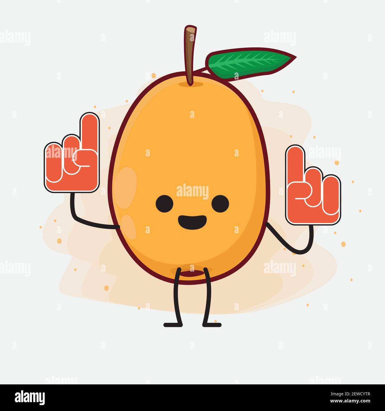 Vector Illustration of Loquat Fruit Character with cute face, simple ...