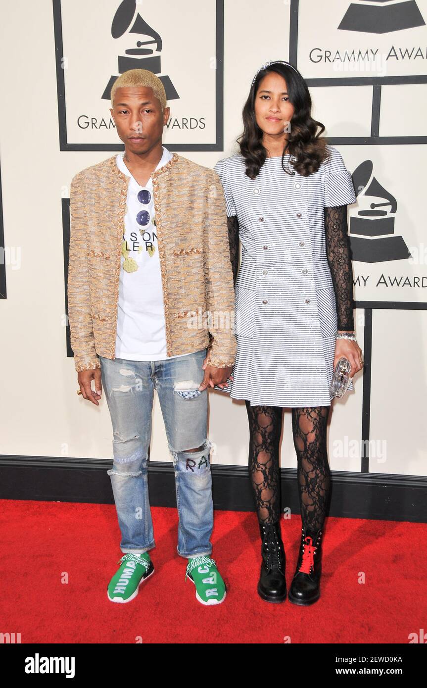 Pharrell Williams at the 58th annual Grammy Awards held at the Los ...