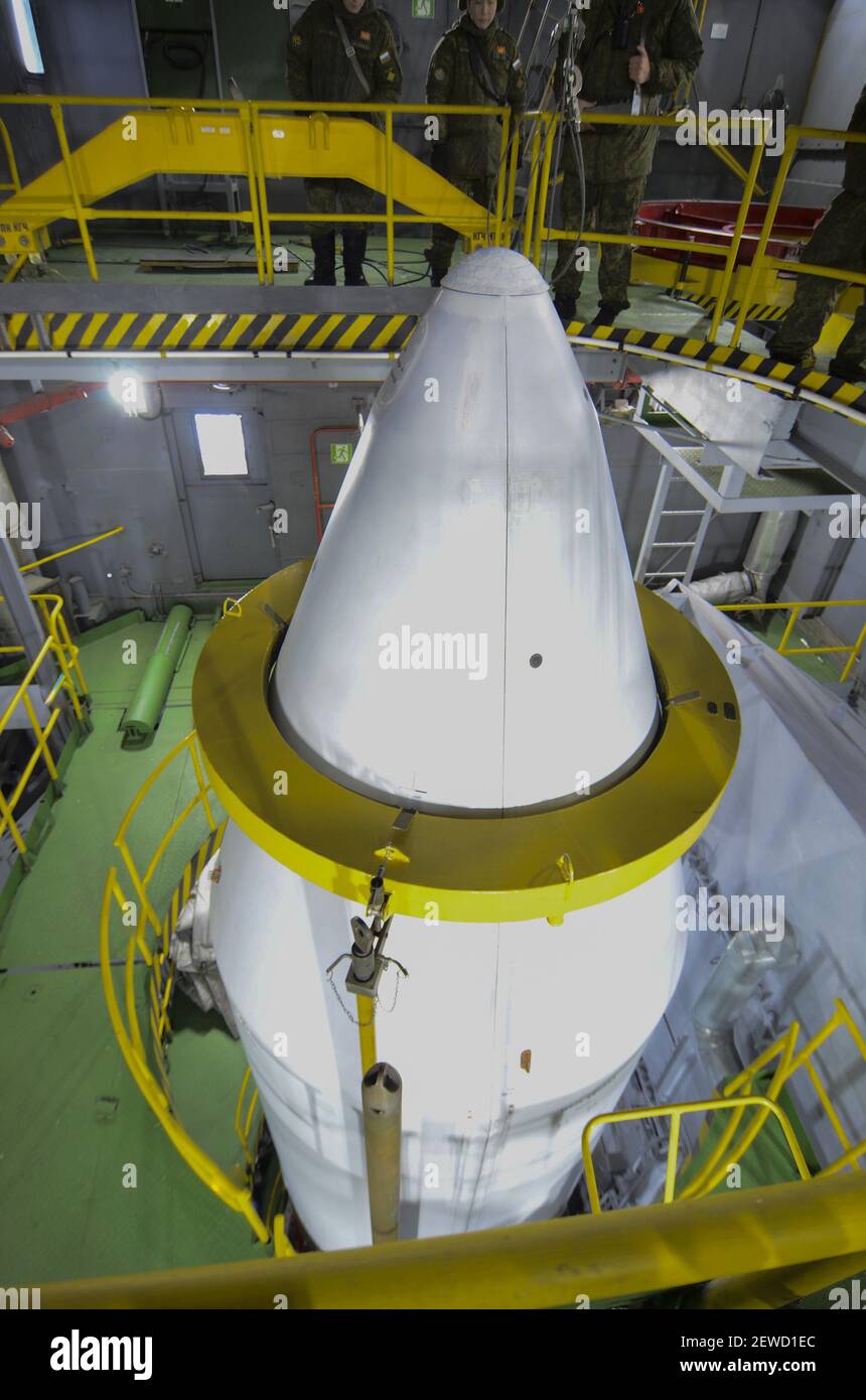 Sentinel-3A upper composite integrated on top of the Rockot launcher ...