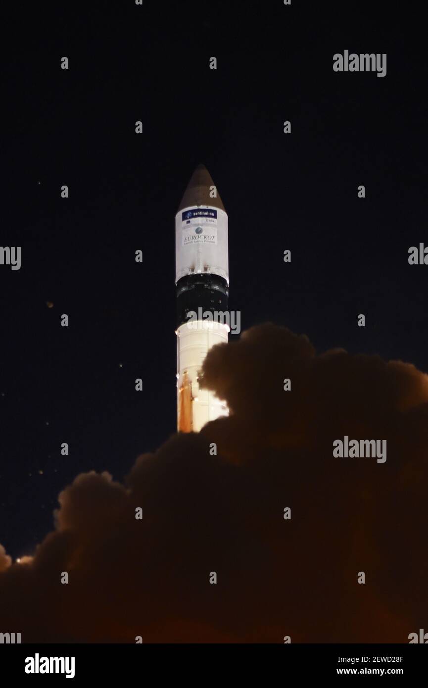 A general view of the launch of the first in the two-satellite Sentinel ...