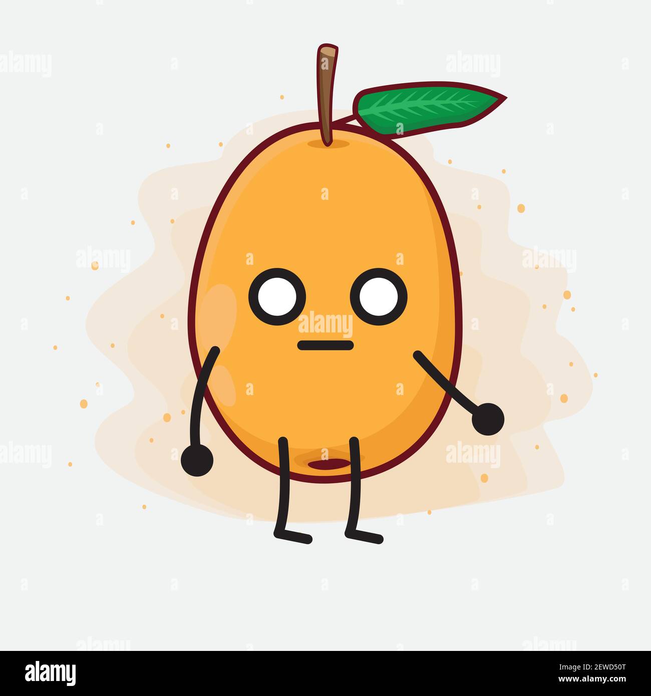 Vector Illustration of Loquat Fruit Character with cute face, simple ...