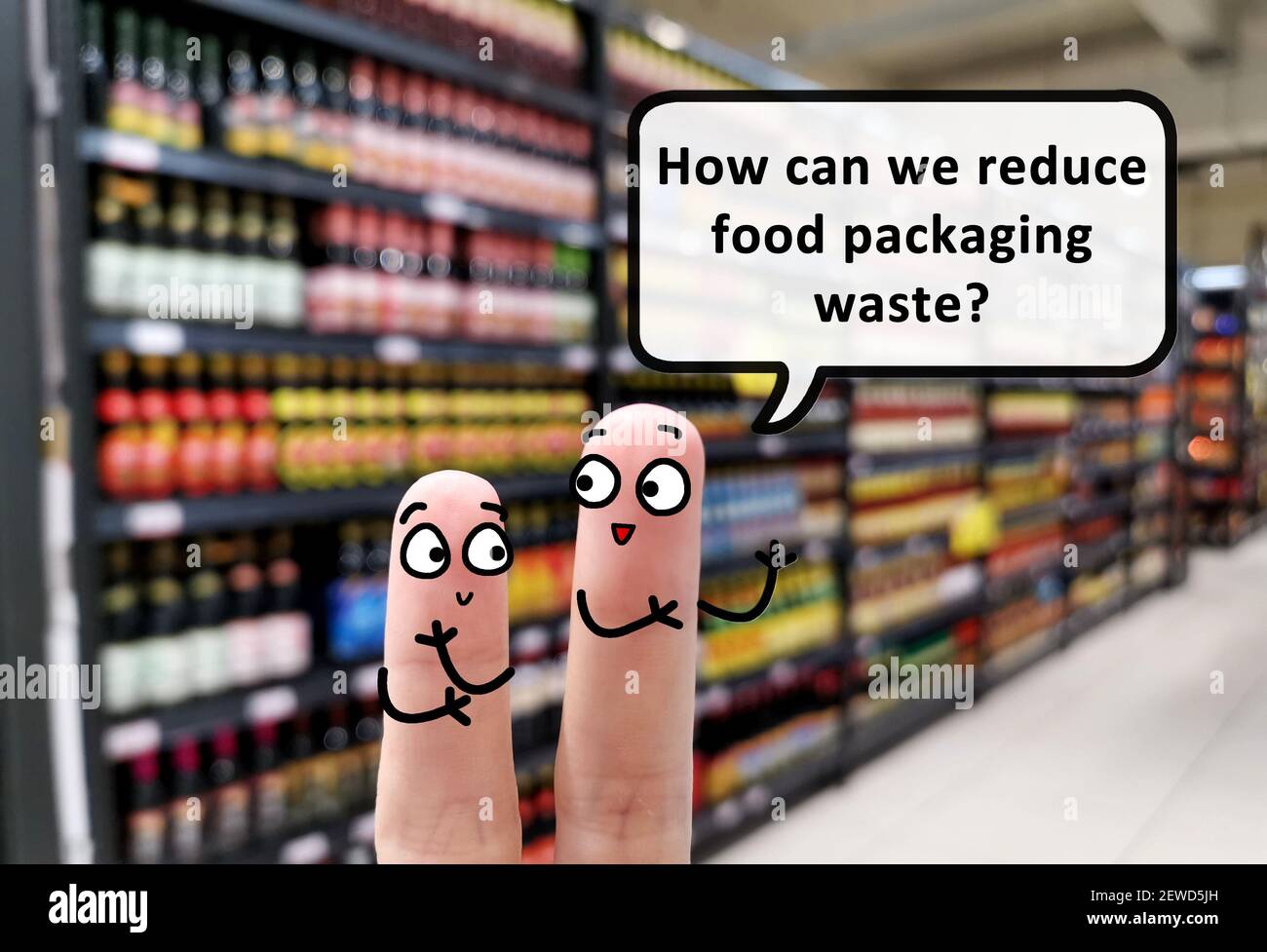 Two fingers are decorated as two person. One of them is asking another ...