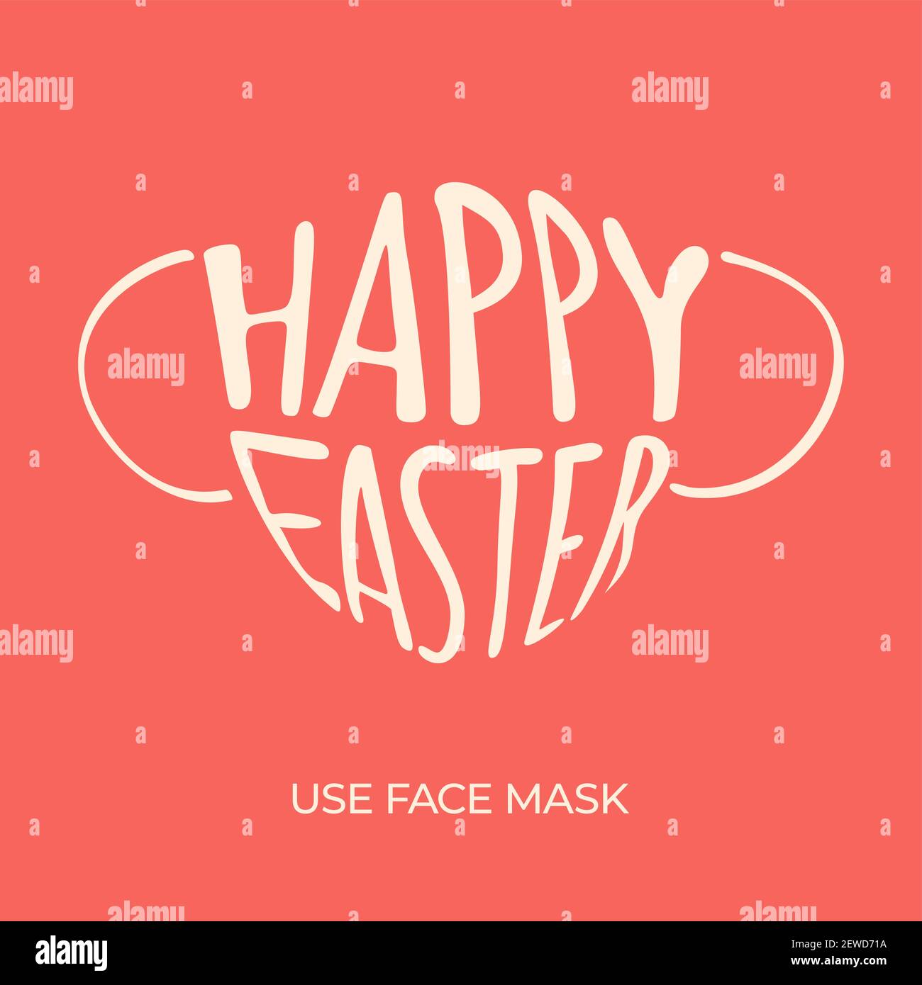 Medical face mask with text Happy Easter. Easter greetings trend ...