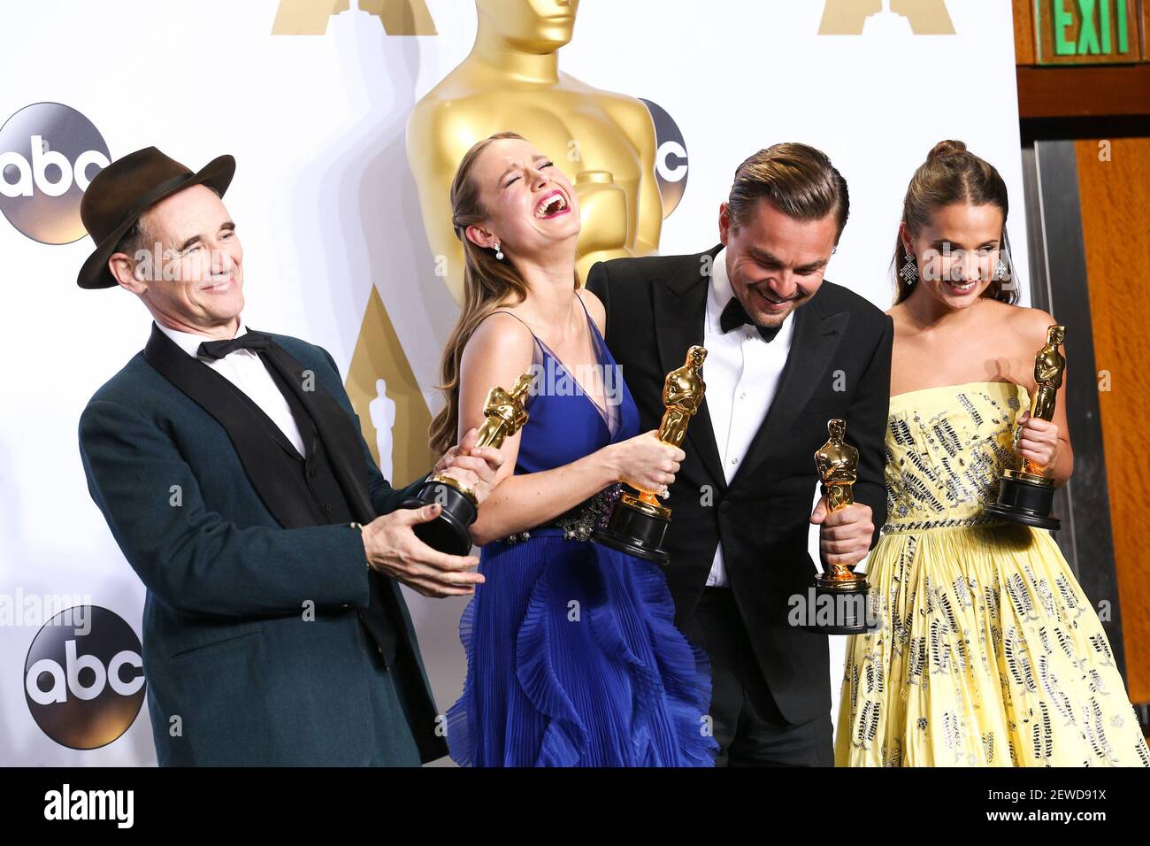 Alicia Vikander, Brie Larsen and Leonardo DiCaprio arriving at the 88th ...