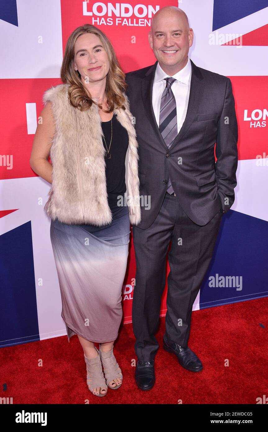(L-R) Zoe Morris and Trevor Morris arrives at the "London Has Fallen ...