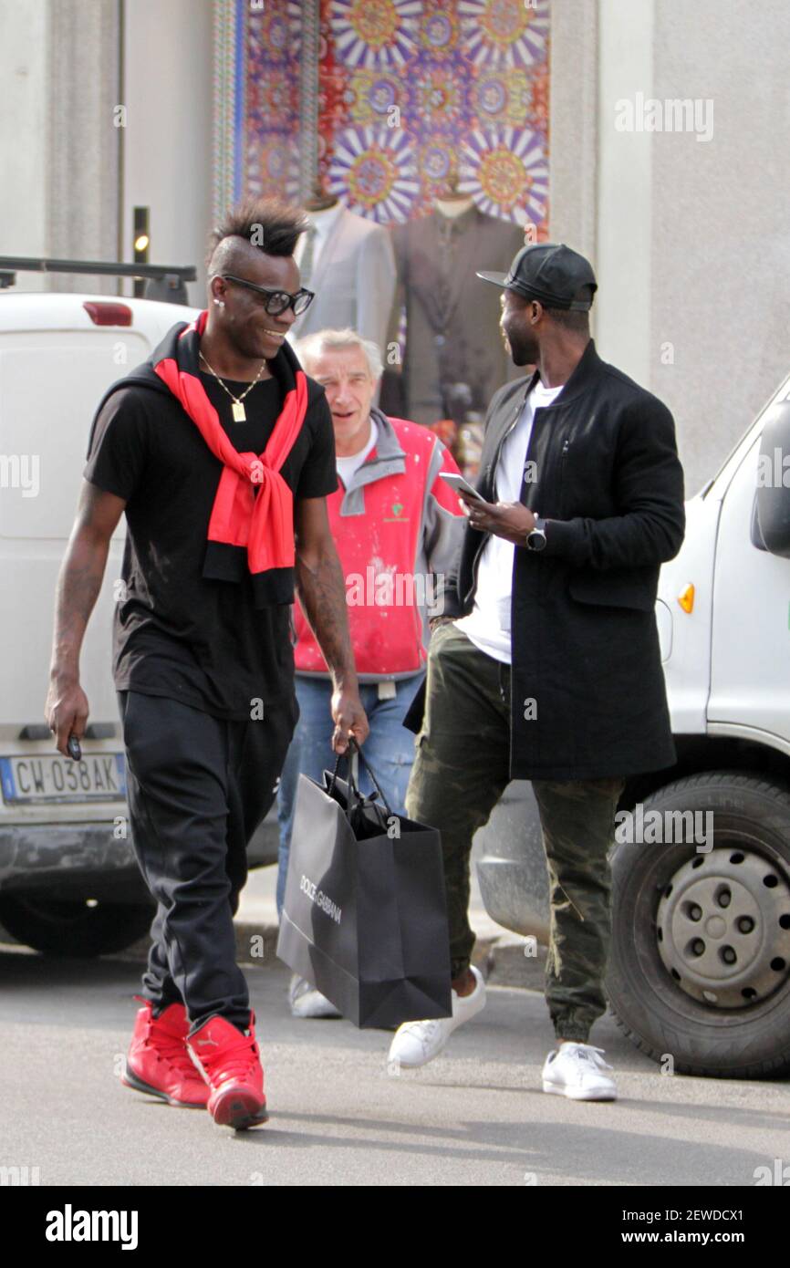 AC Milan Football player Mario Balotelli is seen shopping with a friend ...