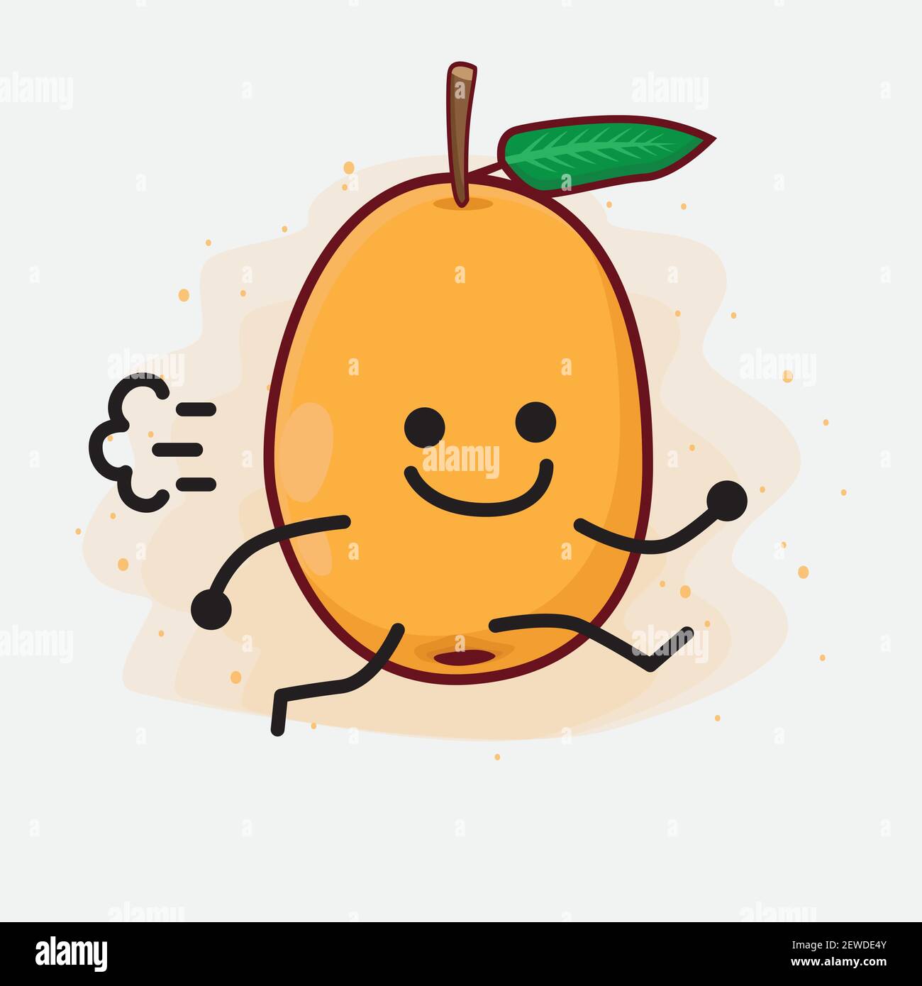 Vector Illustration of Loquat Fruit Character with cute face, simple ...