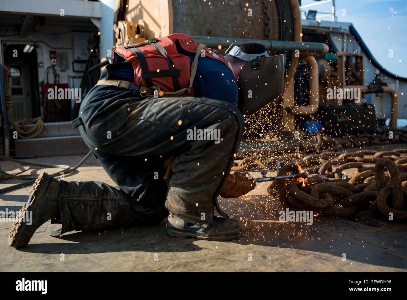 Seaman Conor Magill, a buoy deck crewmember aboard the Coast Guard ...